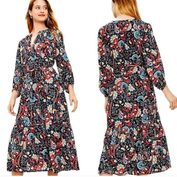 LOFT | Dresses | Bogo Loft Shimmer Paisley Midi Dress | Poshmark